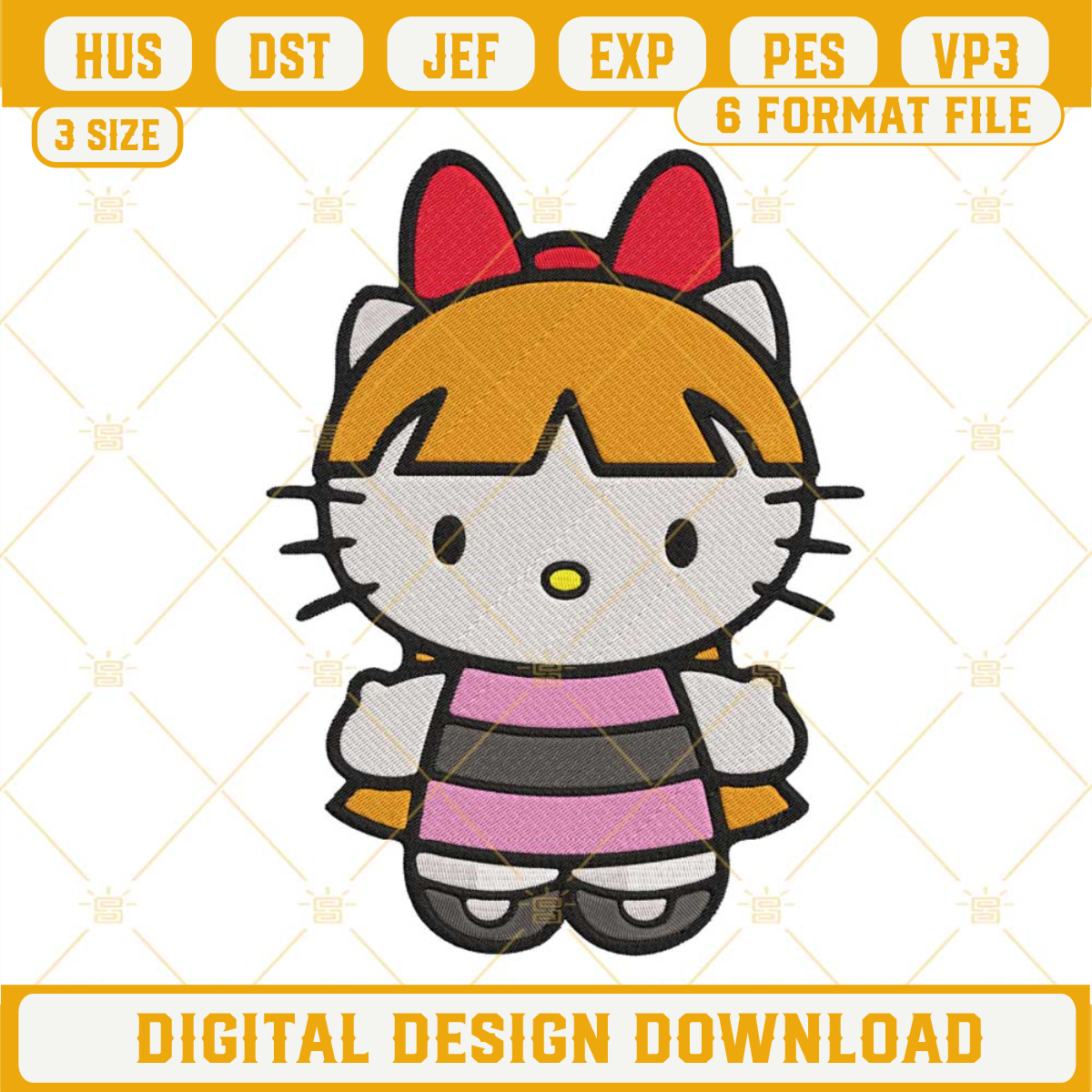 Hello Kitty Blossom Powerpuff Girl Embroidery Design Files | Inspire Uplift