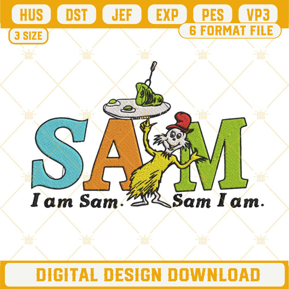 I Am Sam I Am Embroidery Design, Dr Seuss Machine Embroidery | Inspire ...