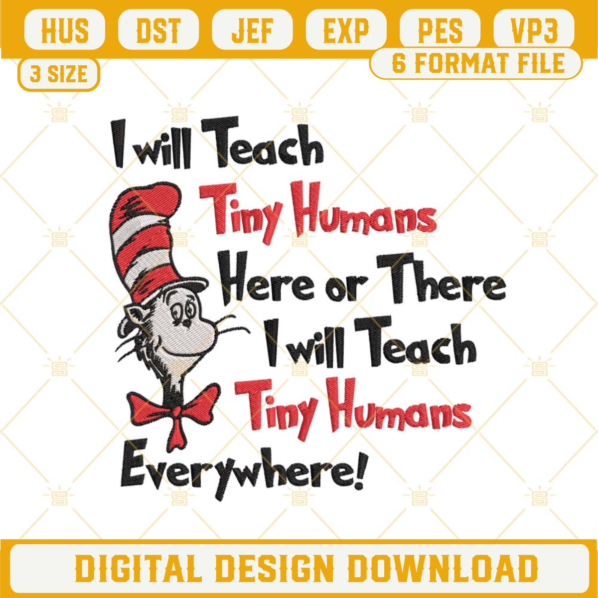 I Will Teach Tiny Humans Embroidery Designs, Dr Seuss Quotes | Inspire ...