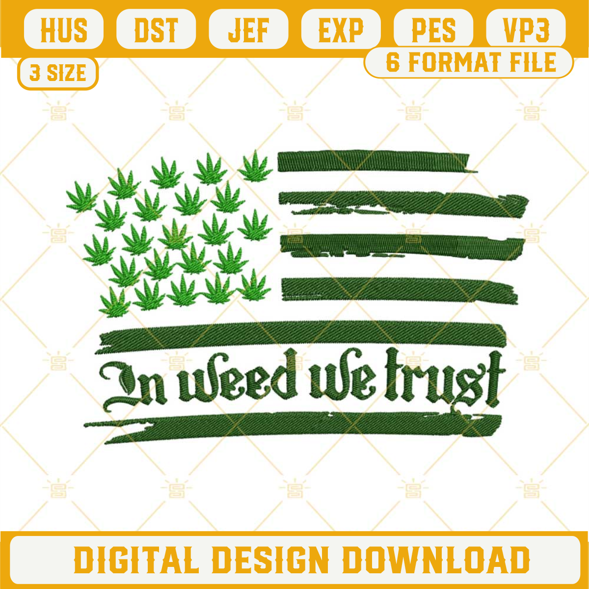 In Weed We Trust USA Flag Embroidery Designs, American Marij | Inspire ...