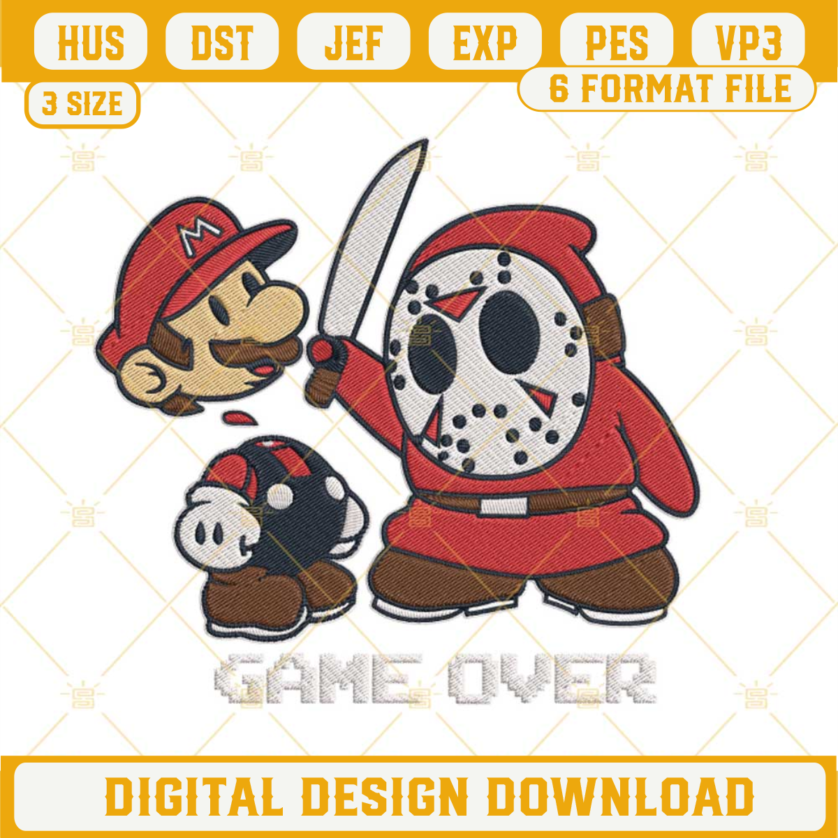 Jason Voorhees And Mario Game Over Embroidery Files, Super M | Inspire ...