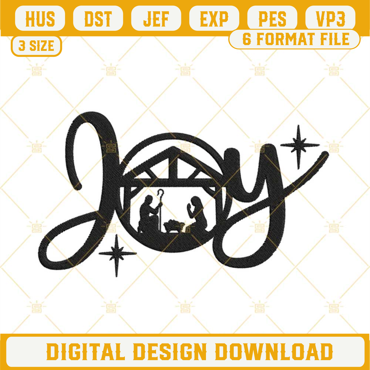 Joy Nativity Scene Embroidery Designs, Joy Christmas Nativit | Inspire ...