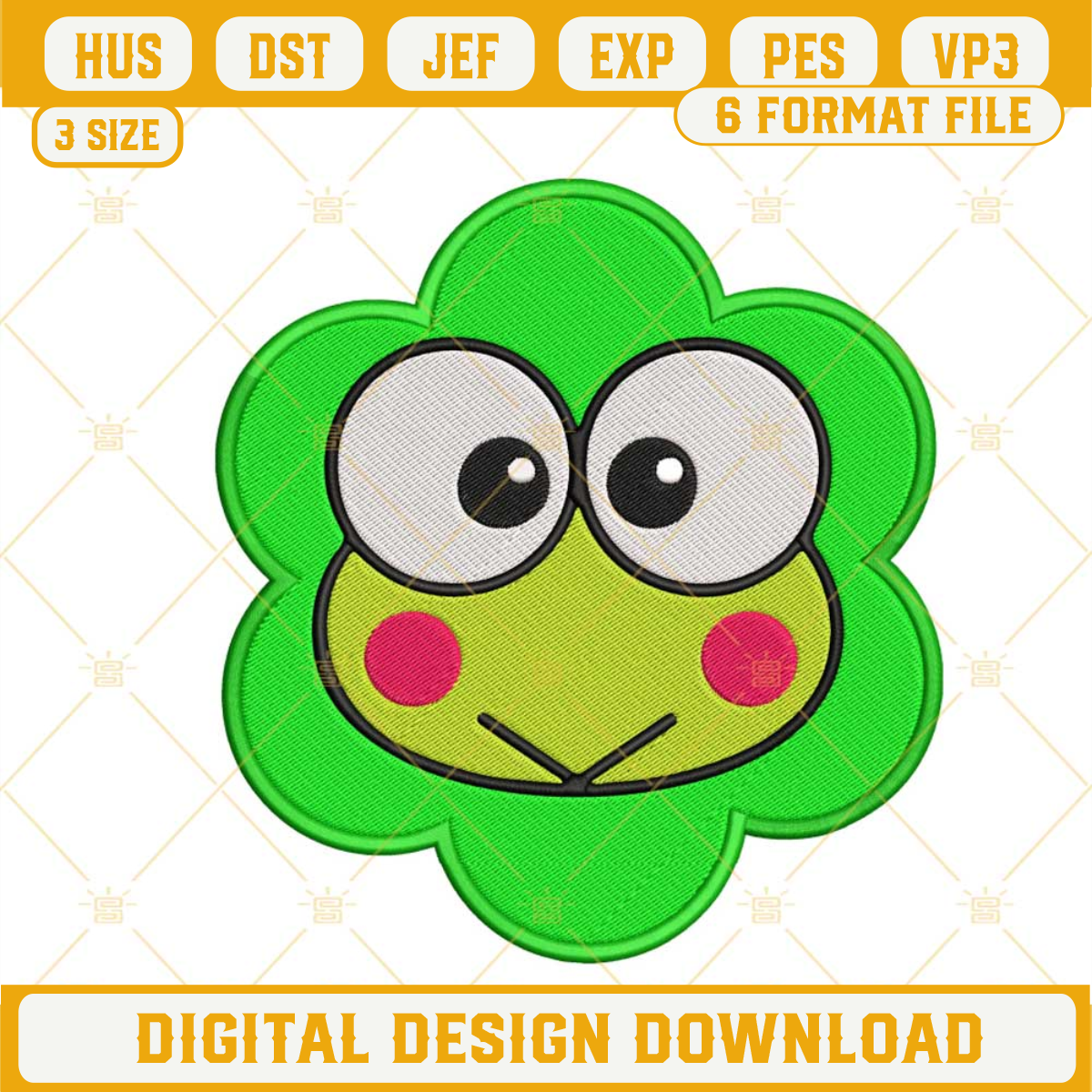 Keroppi Sanrio Face Flower Machine Embroidery Design Files | Inspire Uplift