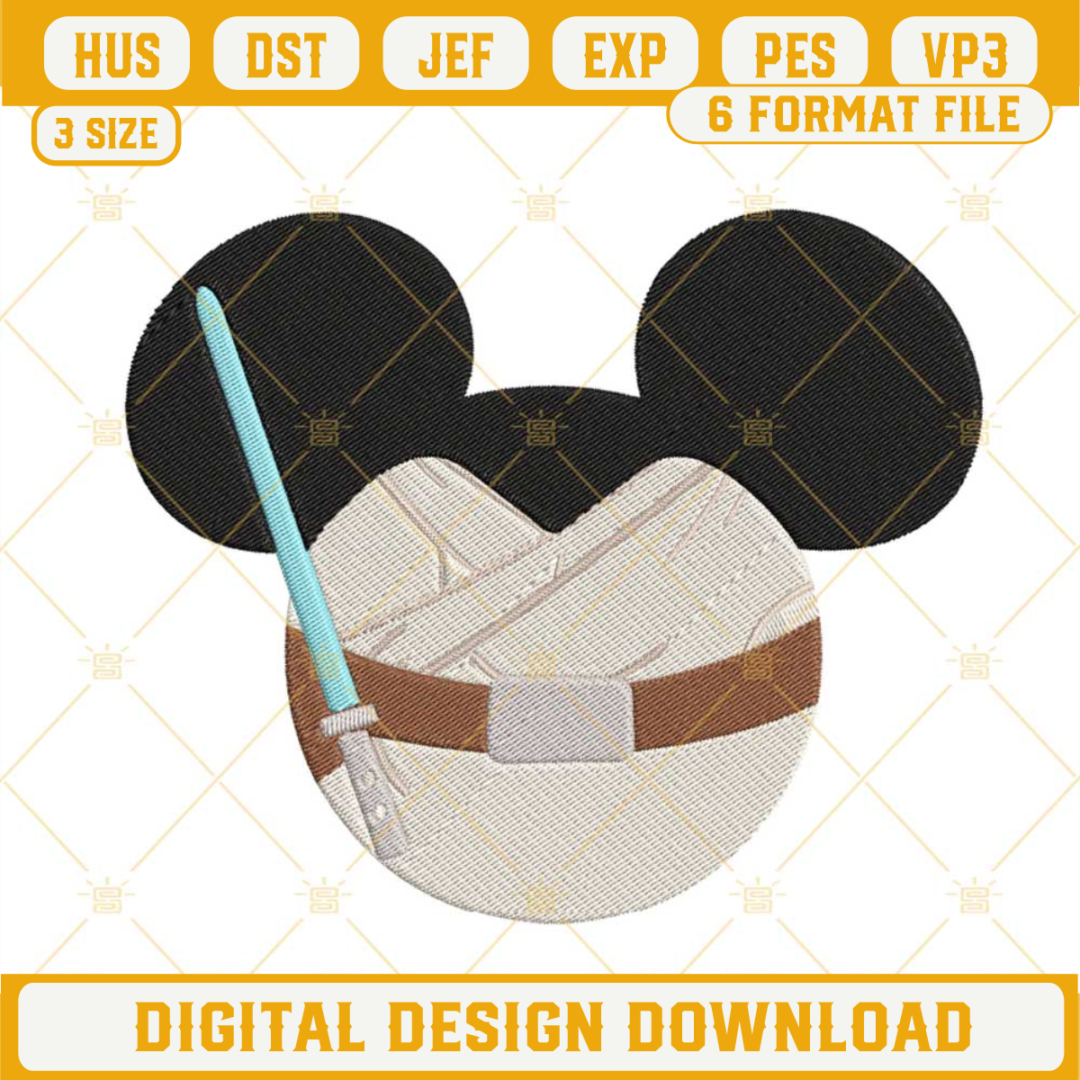 Luke Skywalker Mickey Mouse Embroidery Files, Star Wars Disn | Inspire ...