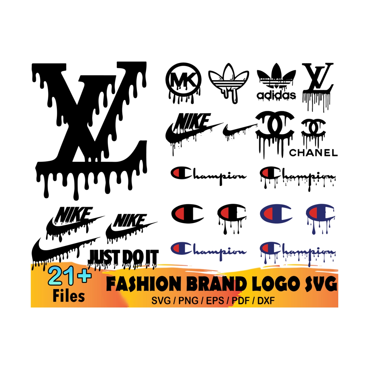 Fashion Brand Dripping Logo Bundle Svg, Louis Vuitton Svg, N | Inspire ...