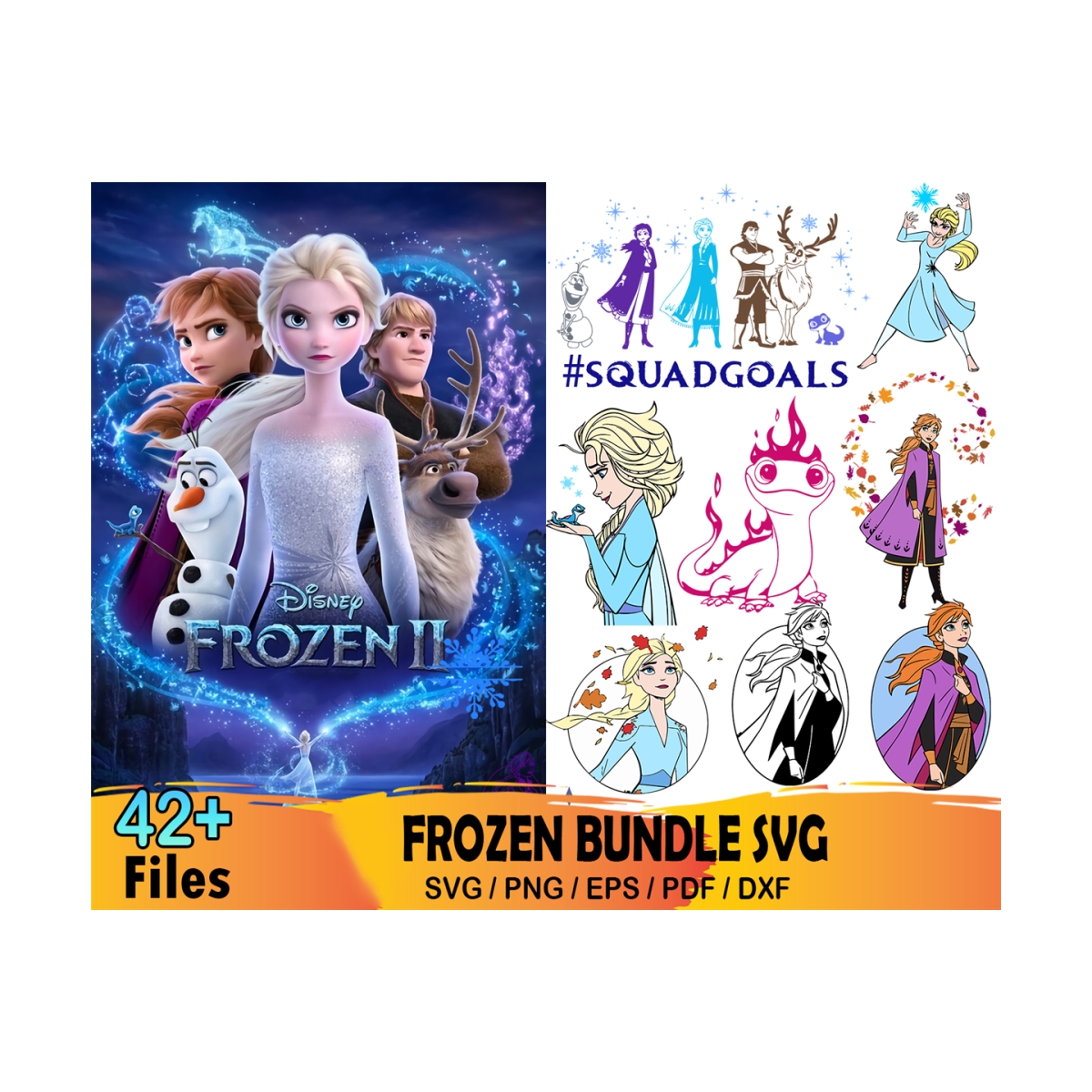 42 Frozen Svg Bundle, Frozen Svg, Frozen 2 Svg, Elsa Svg | Inspire Uplift
