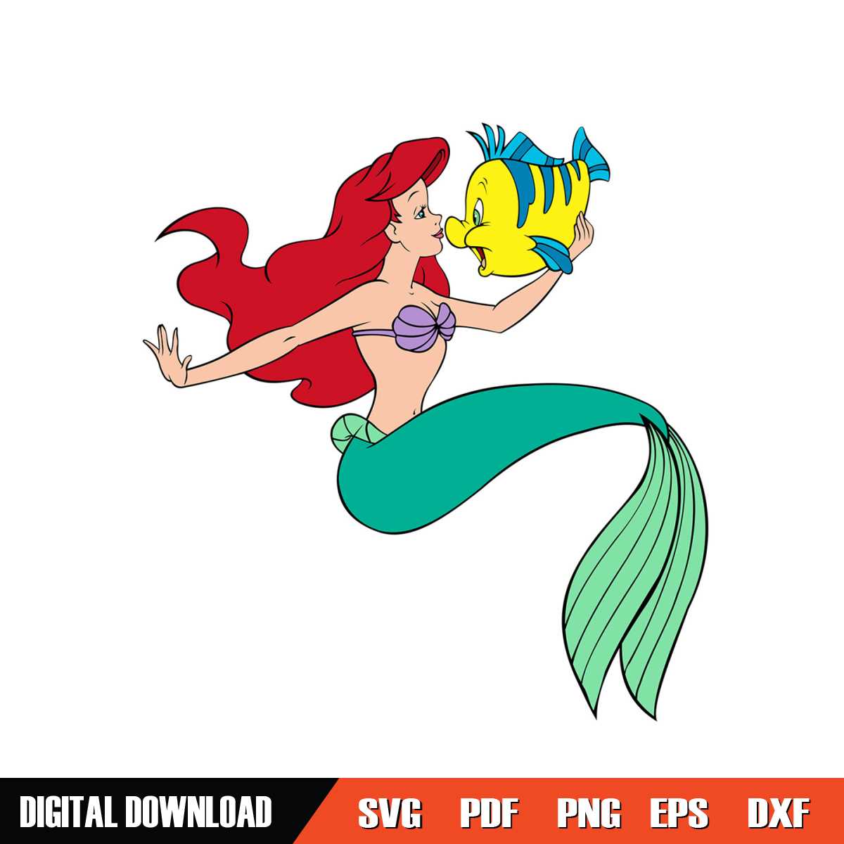 The Little Mermaid Ariel and Flounder Fish SVG Clipart | Inspire Uplift