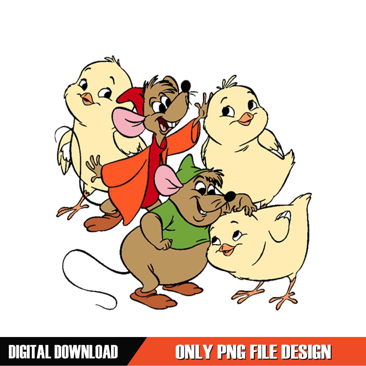 Jaq Gus Gus and Chicken Disney Cinderella Cartoon PNG | Inspire Uplift