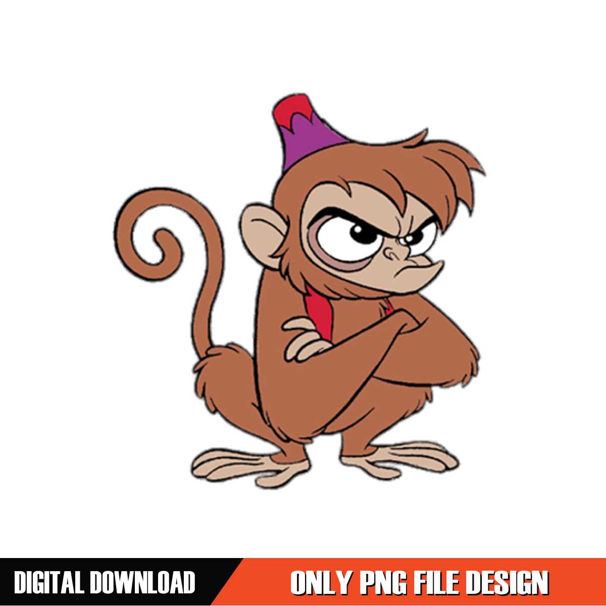 Sitting Monkey Abu Disney Cartoon Aladdin and The Magic Lamp Inspire Uplift