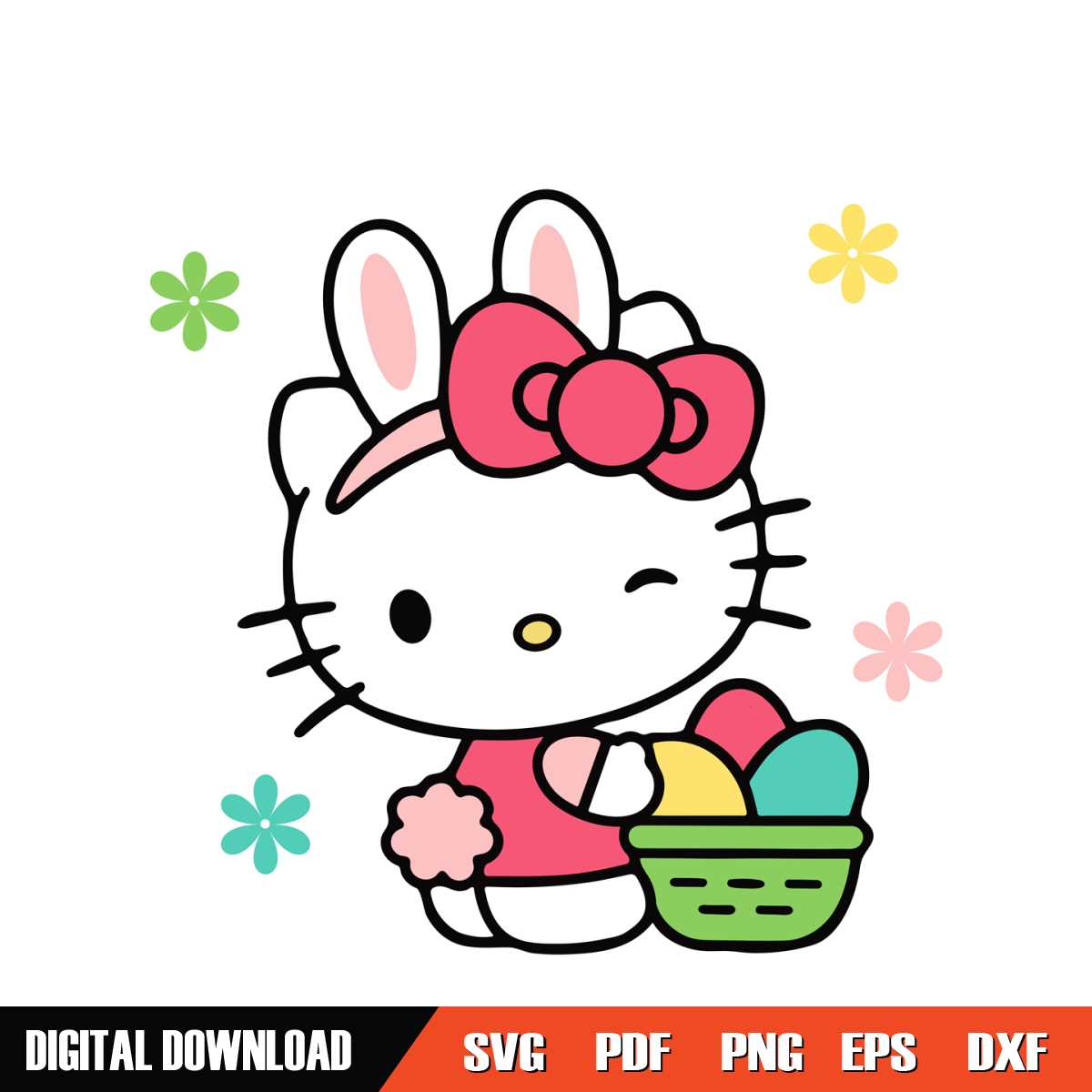 Hello Kitty Easter Svg, Easter Bunny Svg, Happy Easter Svg, | Inspire ...