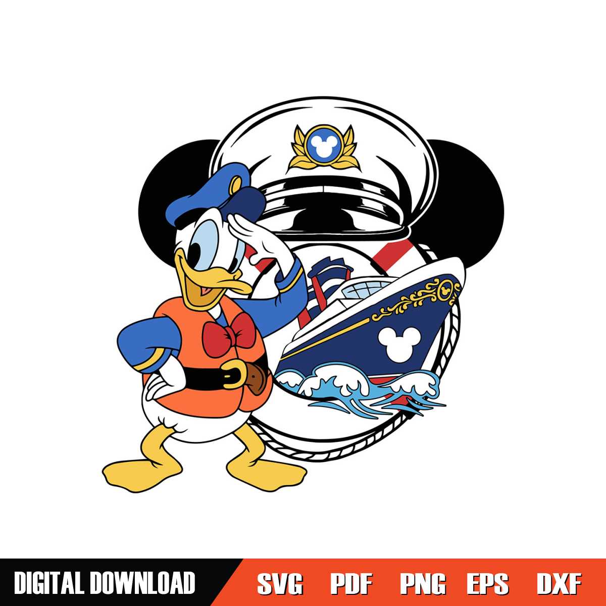 Sailor Donald Duck Disney Cruise Ship SVG | Inspire Uplift