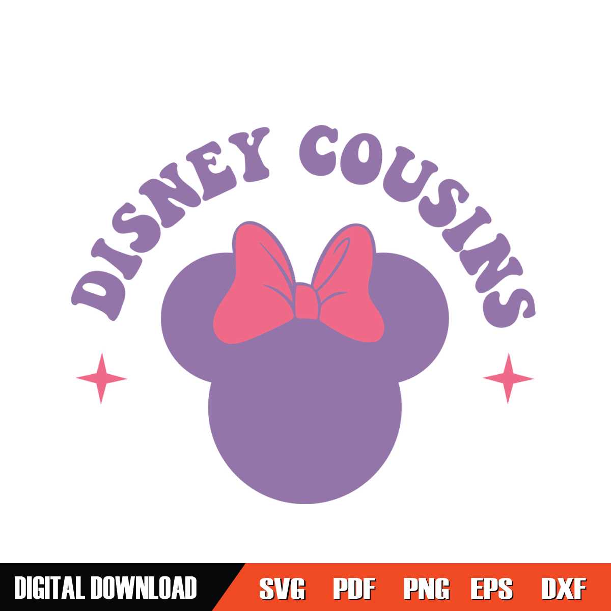 Disney Cousins Minnie Mouse Pink Bow Head SVG - Inspire Uplift