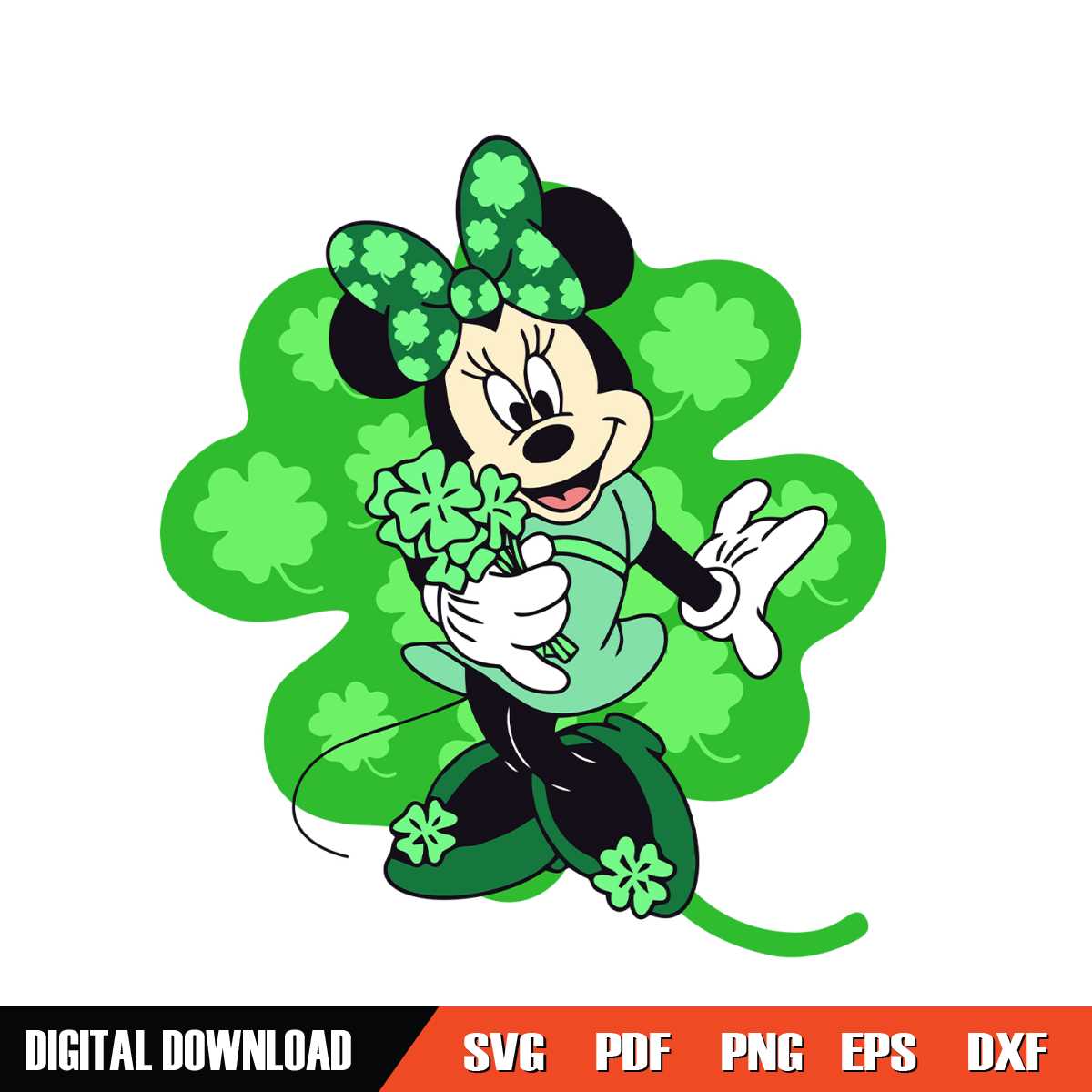 Green Four Leaf Clover Disney Minnie Mouse SVG | Inspire Uplift