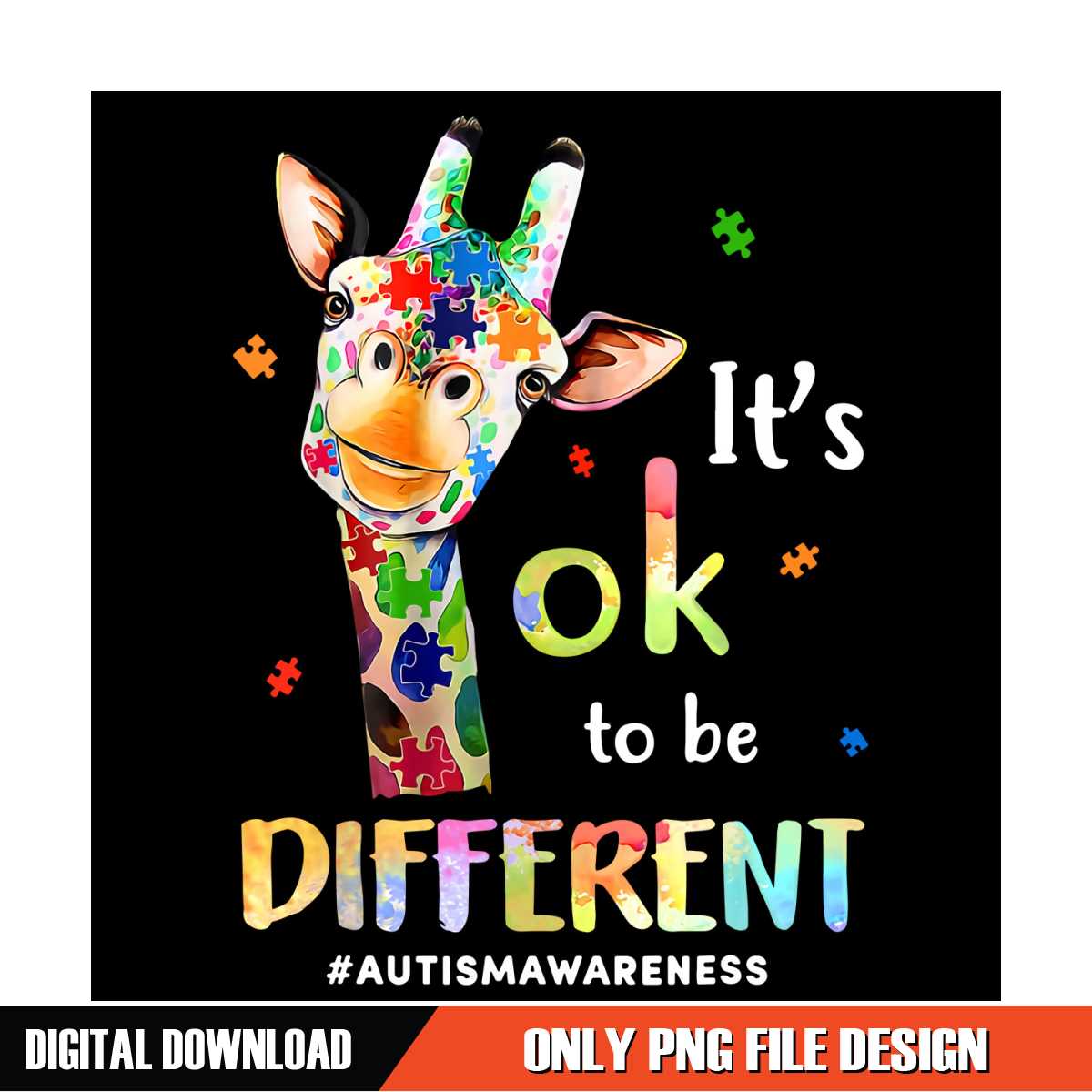 Autism Giraffe Puzzle Its Ok To Be Different PNG | Inspire Uplift