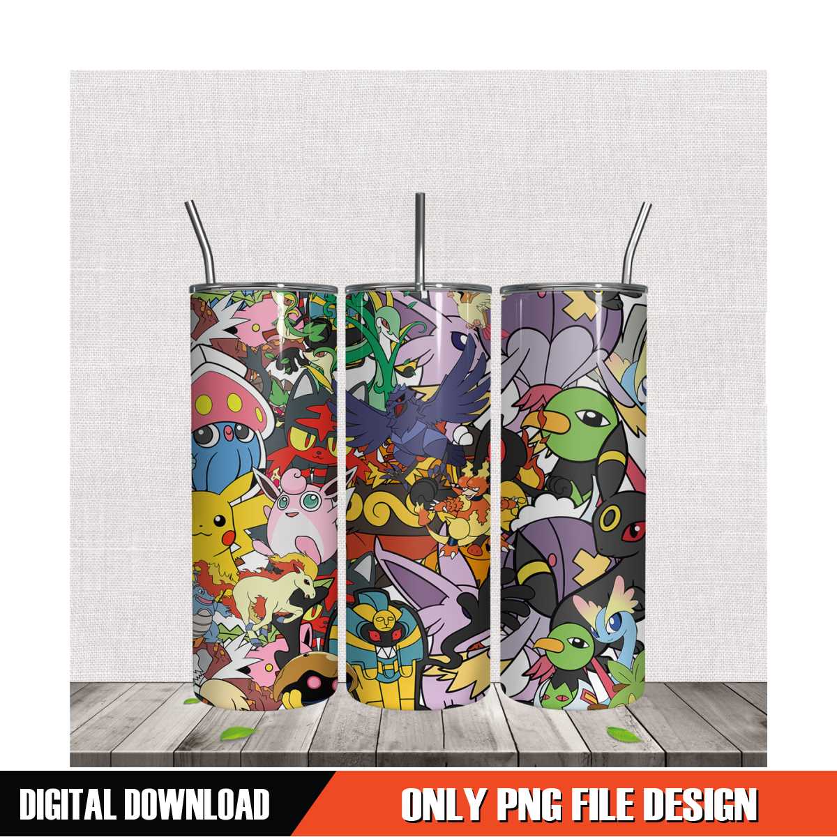 Pokemon Tumbler 20oz Design Sublimation Wrap PNG | Inspire Uplift
