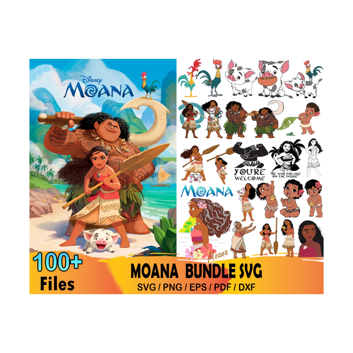 100 Moana Bundle Svg, Disney Svg, Moana Svg, Princess Svg - Inspire Uplift