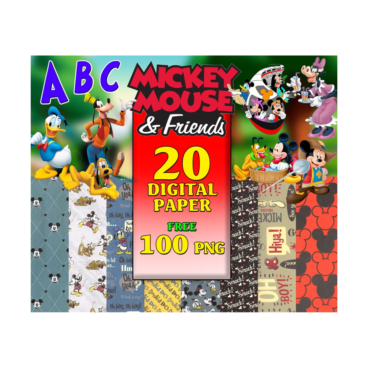 20 Mickey Mouse Digital Paper, Mickey Background, Polka Dots | Inspire ...