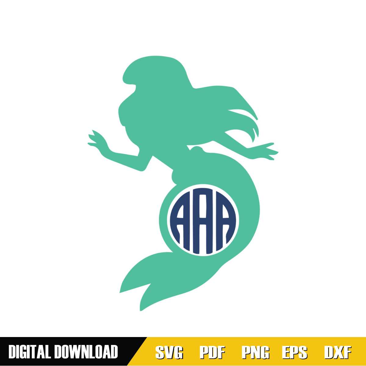 Disney Princess Ariel Monogram SVG Silhouette | Inspire Uplift