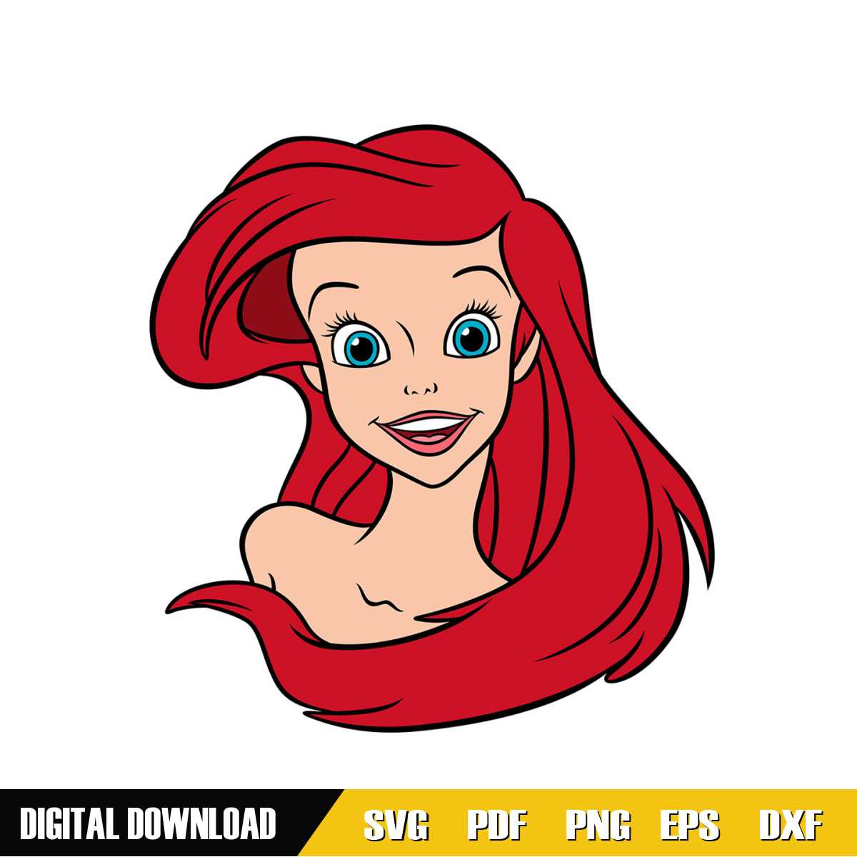 Smiley Face Little Princess Ariel SVG Clipart | Inspire Uplift