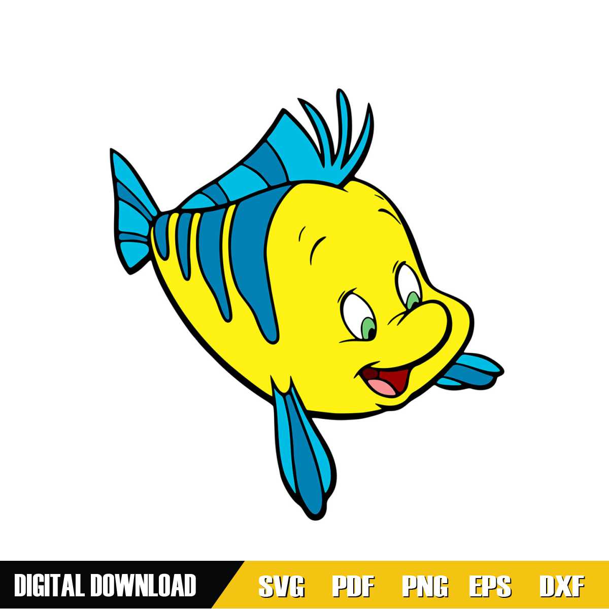 Disney The Little Mermaid Flounder Fish SVG Vector | Inspire Uplift