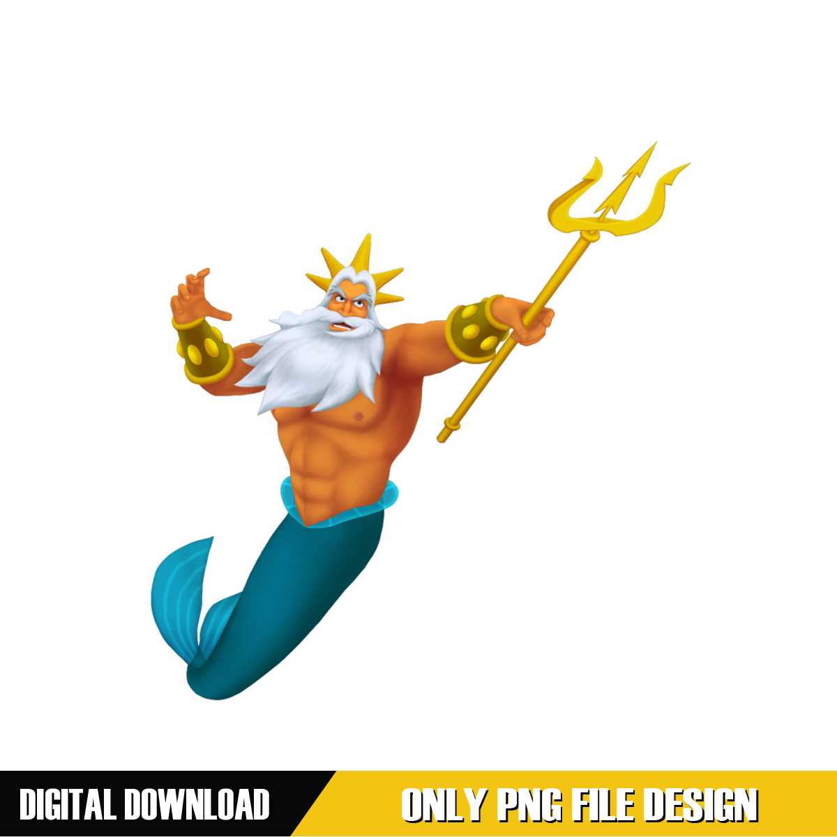 Disney Sea King Triton The Little Mermaid PNG | Inspire Uplift