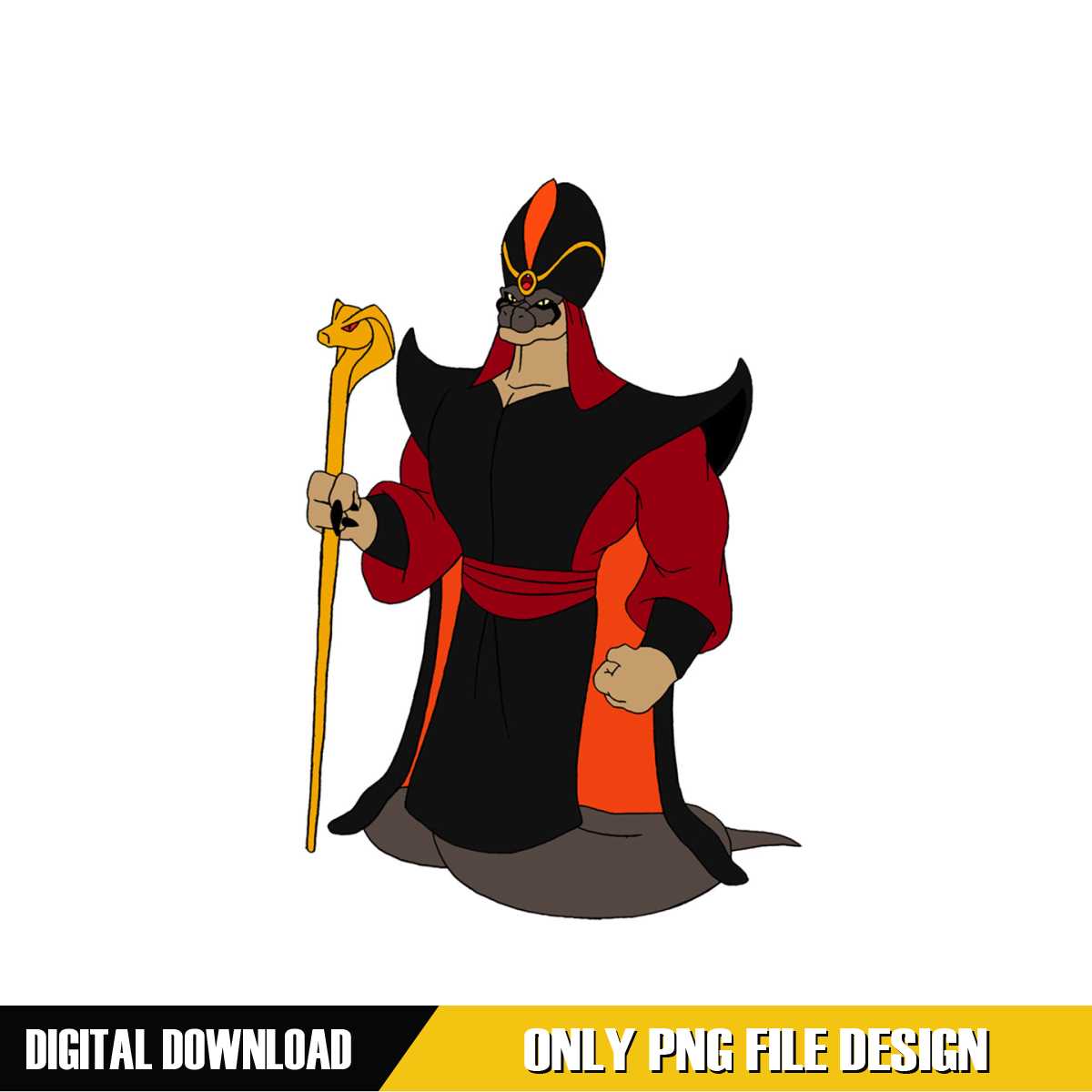 Sorcerer Jafar Cobra Form Disney Aladdin Villain PNG | Inspire Uplift