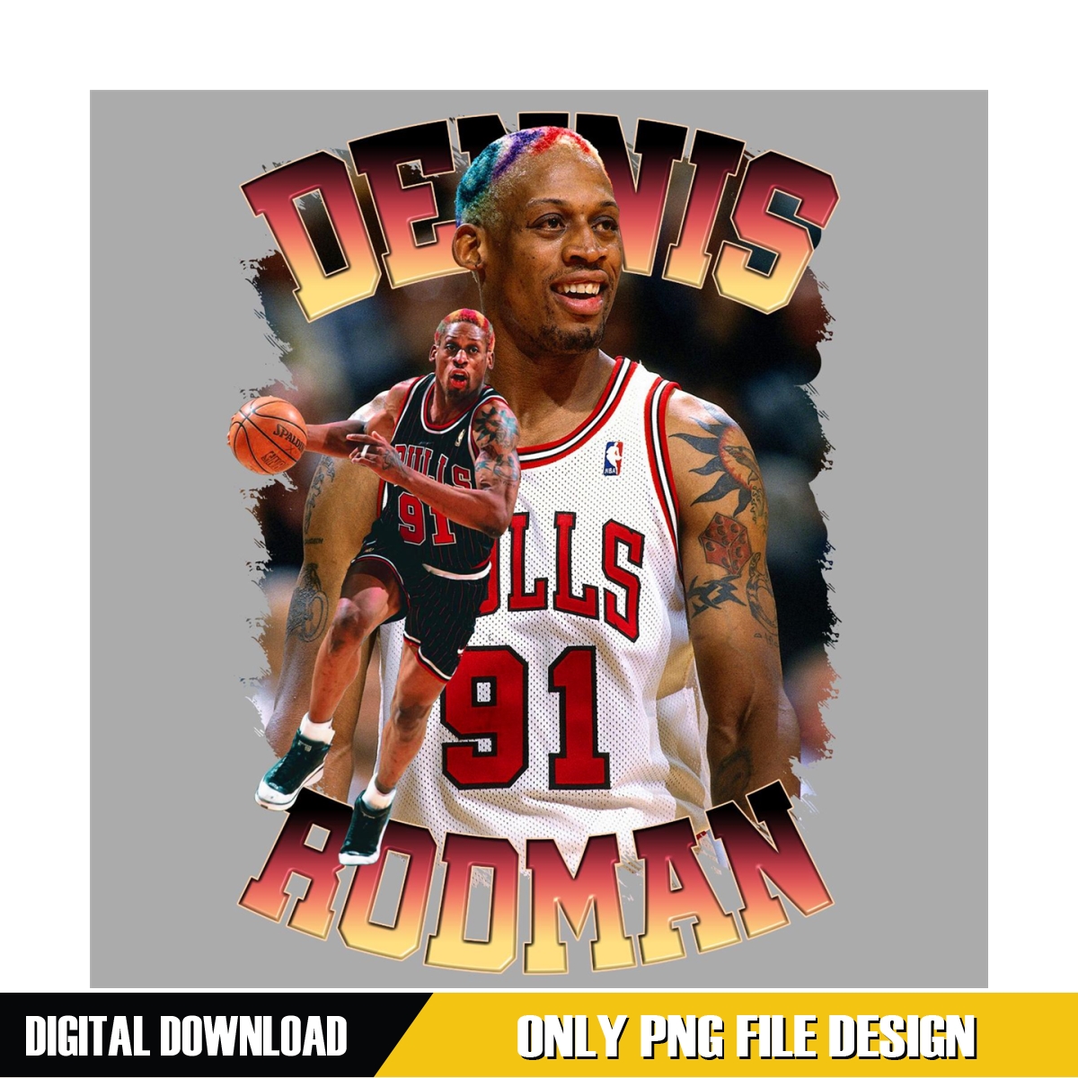 Dennis Rodman NBA Digital PNG File | Inspire Uplift