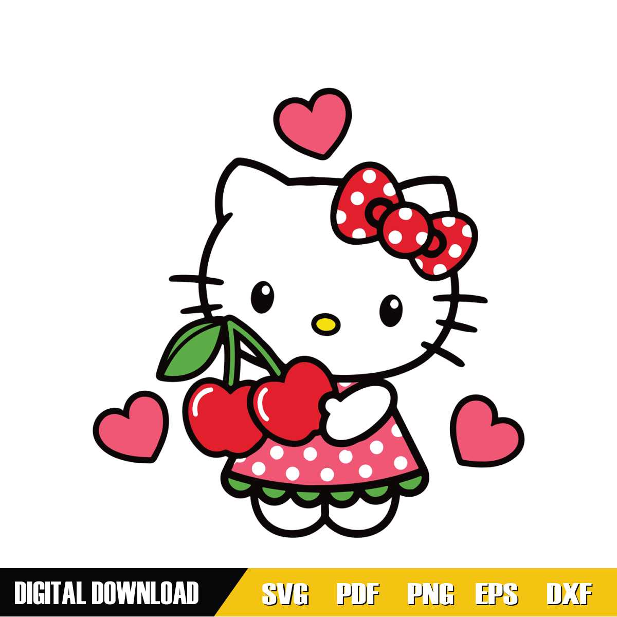 Cherry Hello Kitty Svg, Sanrio Svg, Hello Kitty Svg, Kawaii | Inspire ...