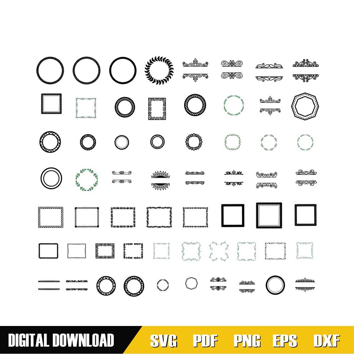 Frames and Borders SVG Bundle, Square Frames SVG, Fancy Bord | Inspire ...