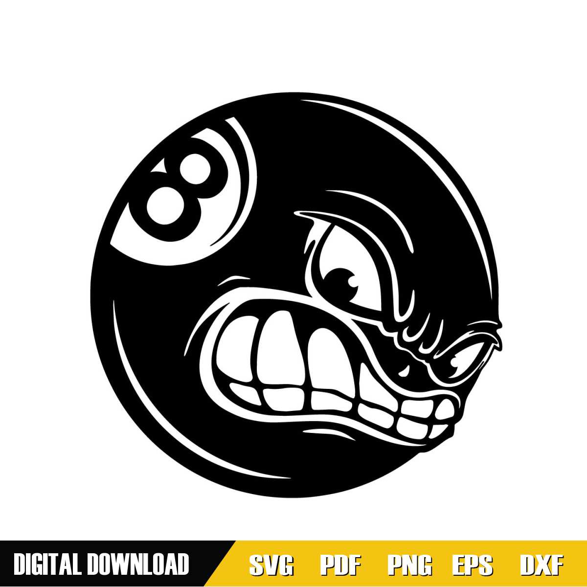 Angry Billiard Ball Svg, Pool Balls Svg, Eight Billiard Ball | Inspire ...