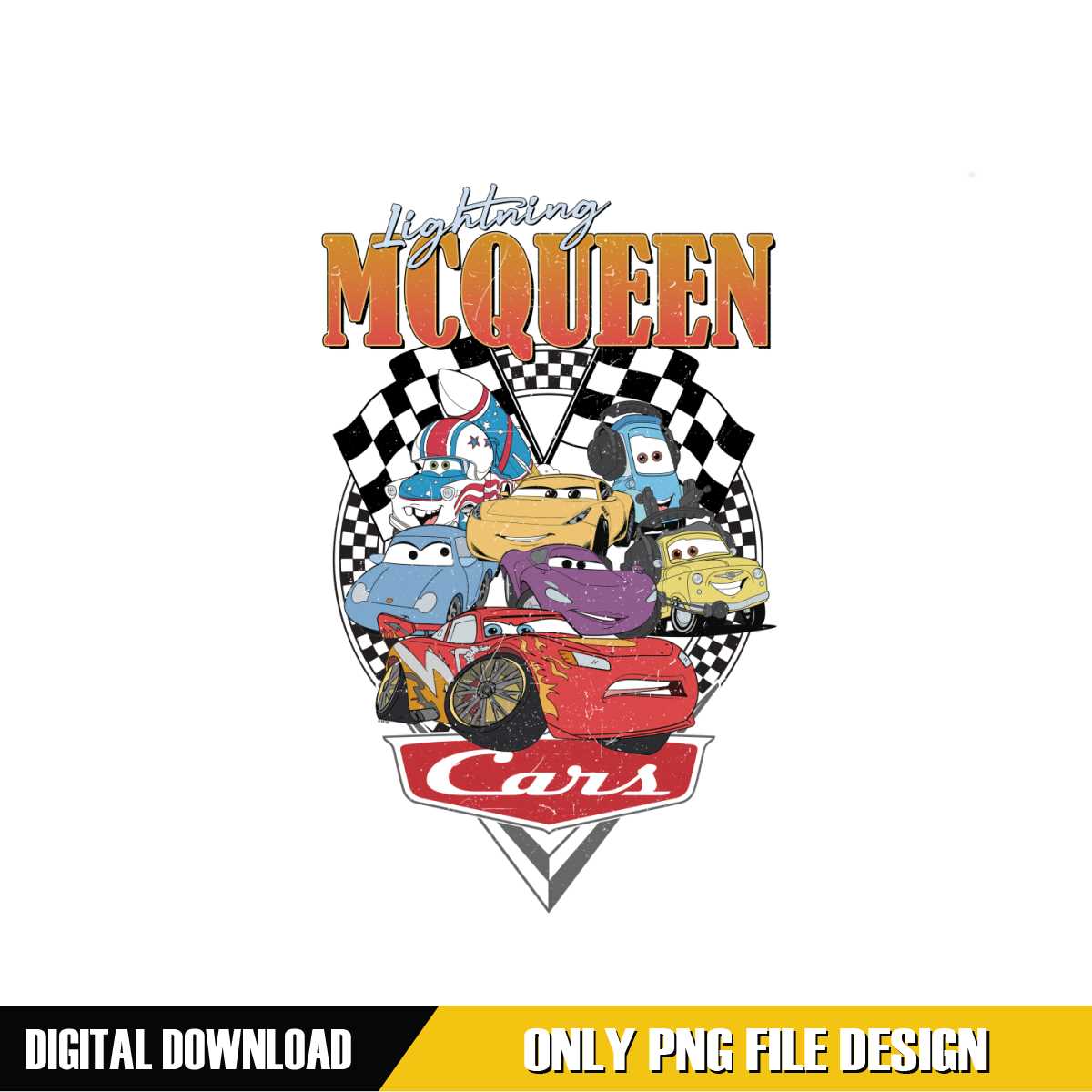 Checkered Cars Lightning McQueen Friends PNG - Inspire Uplift
