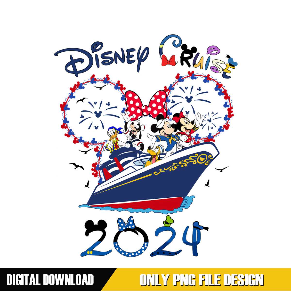 Minnie Mouse Friends Disney Cruise Ship 2024 PNG | Inspire Uplift