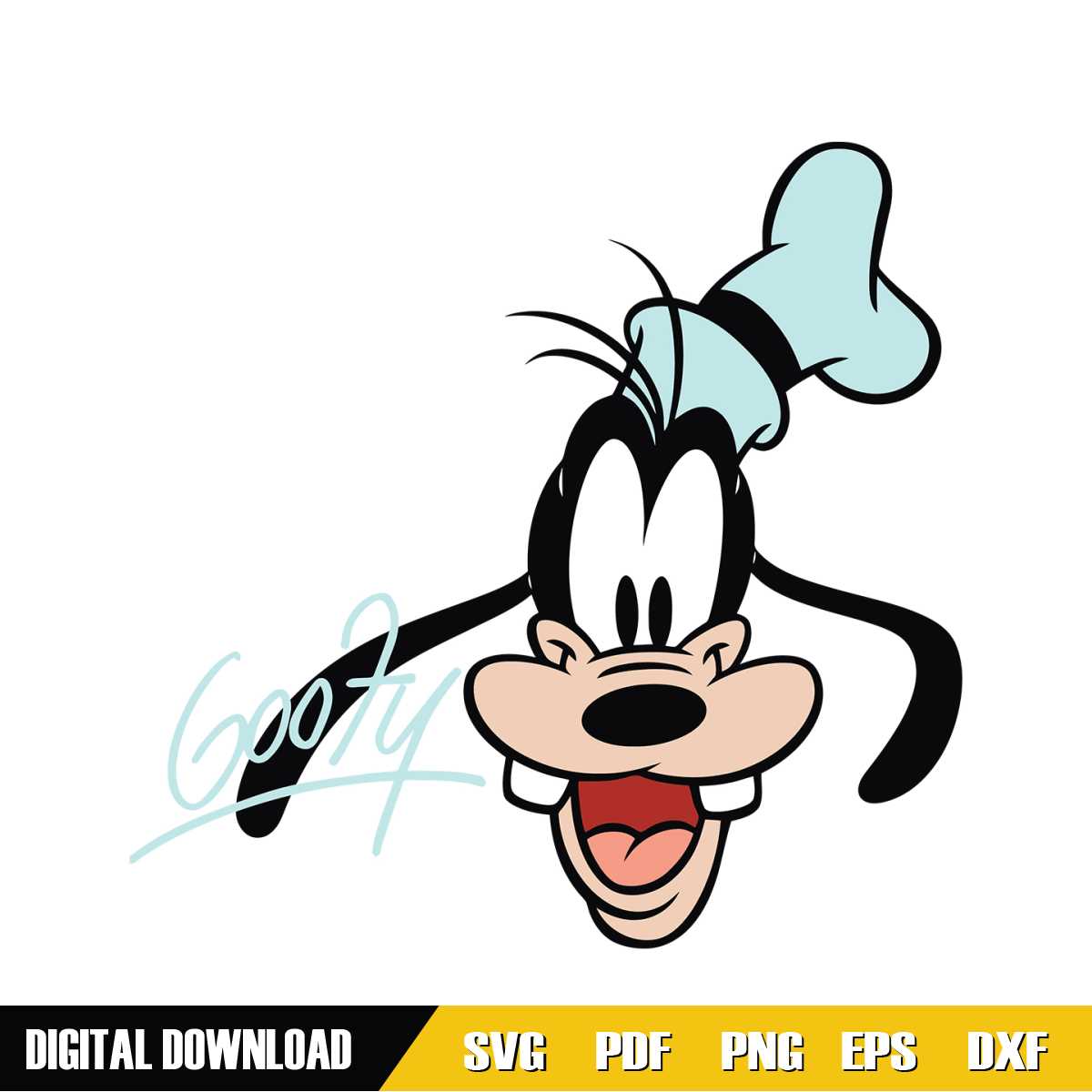 Smiling Face Disney Goofy Dog Signature SVG | Inspire Uplift