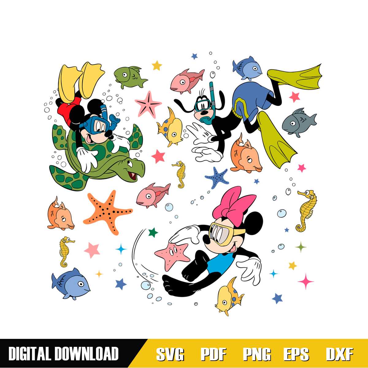Mickey Friends Sea Diving Summer Time SVG | Inspire Uplift