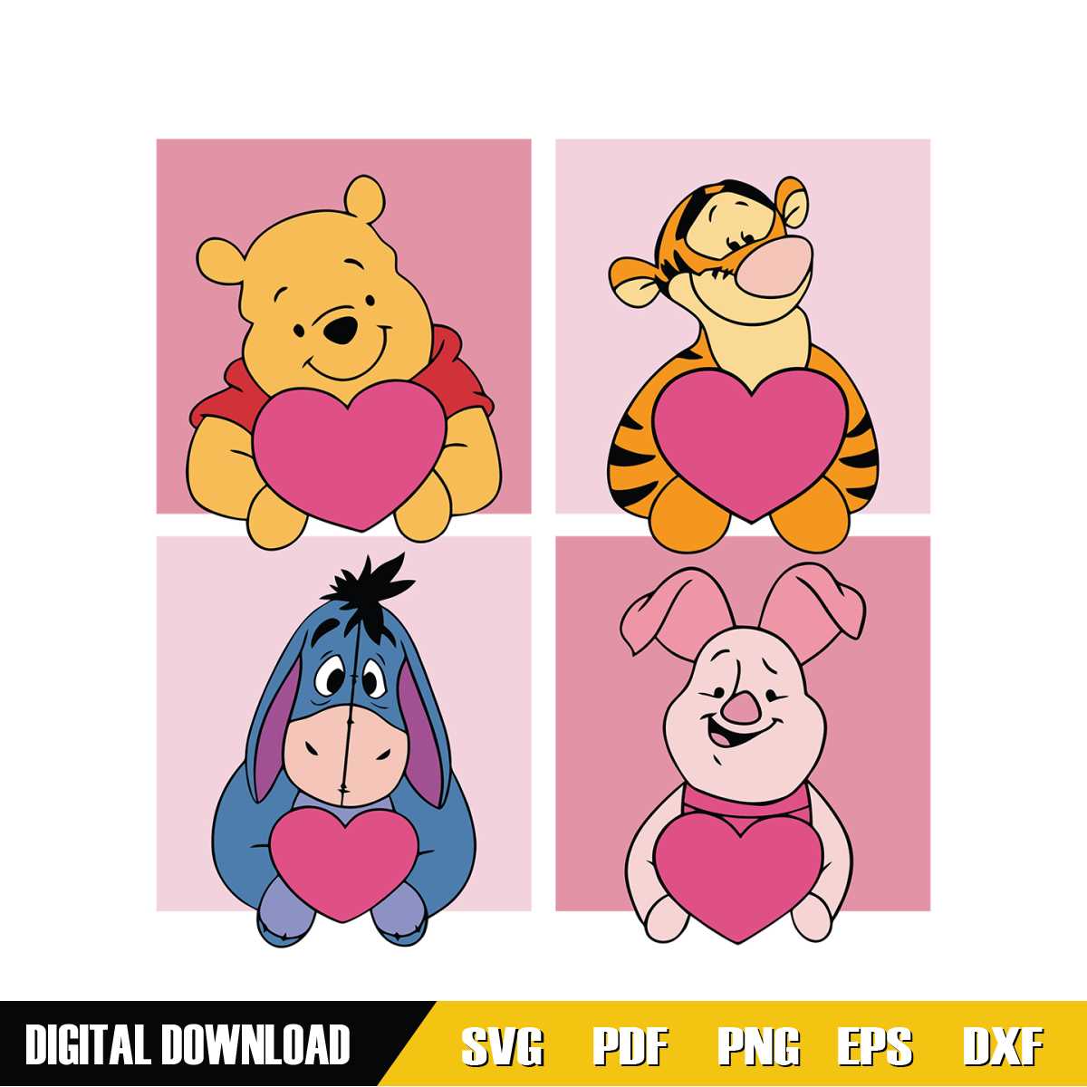 Valentines Day Winnie The Pooh Heart SVG | Inspire Uplift