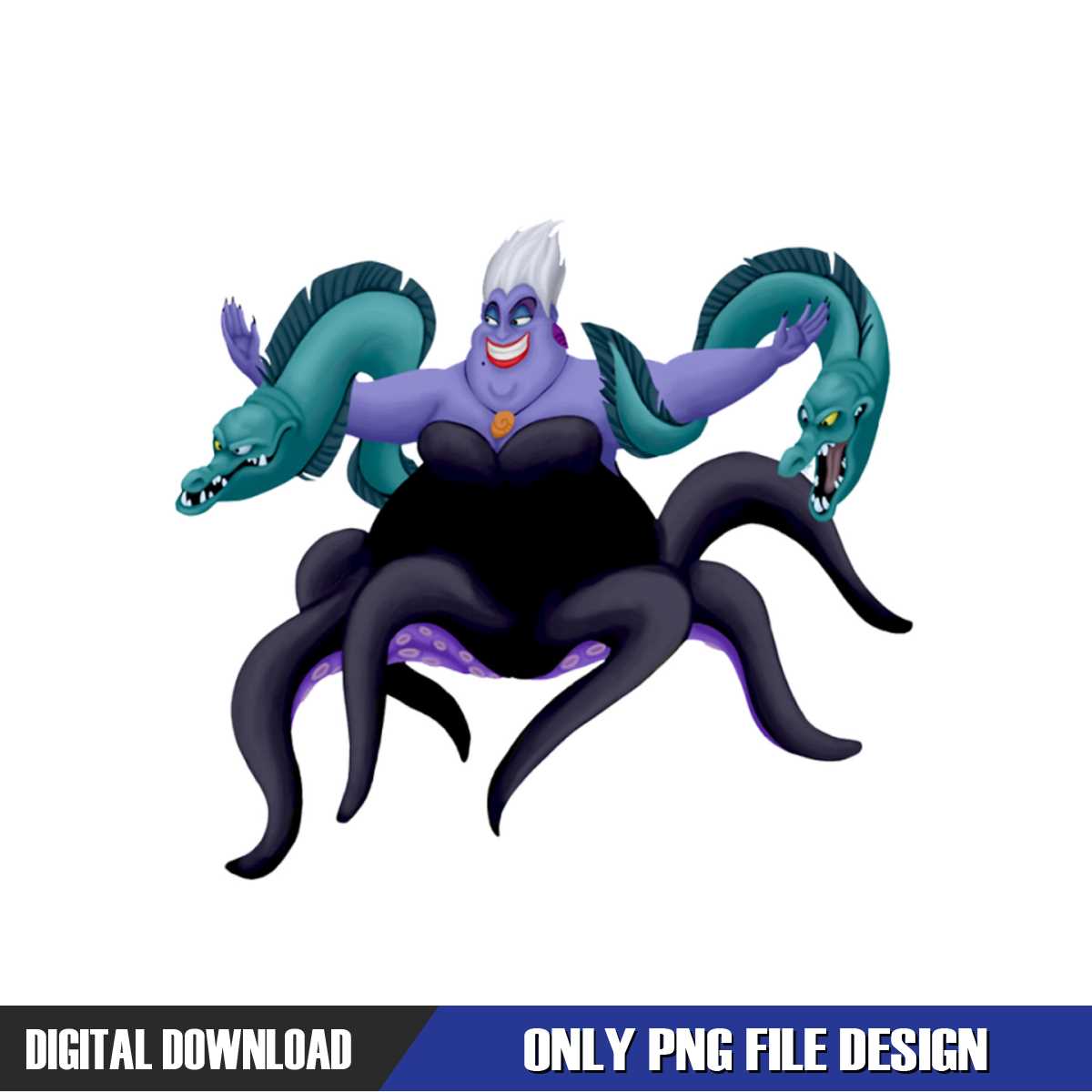 Sea Witch Ursula And Flotsam Jetsam Disney Villains PNG | Inspire Uplift