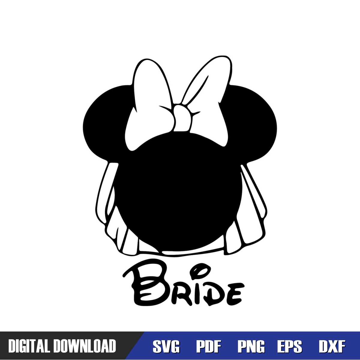 Bride Minnie Mouse White Bow Disney Wedding SVG | Inspire Uplift