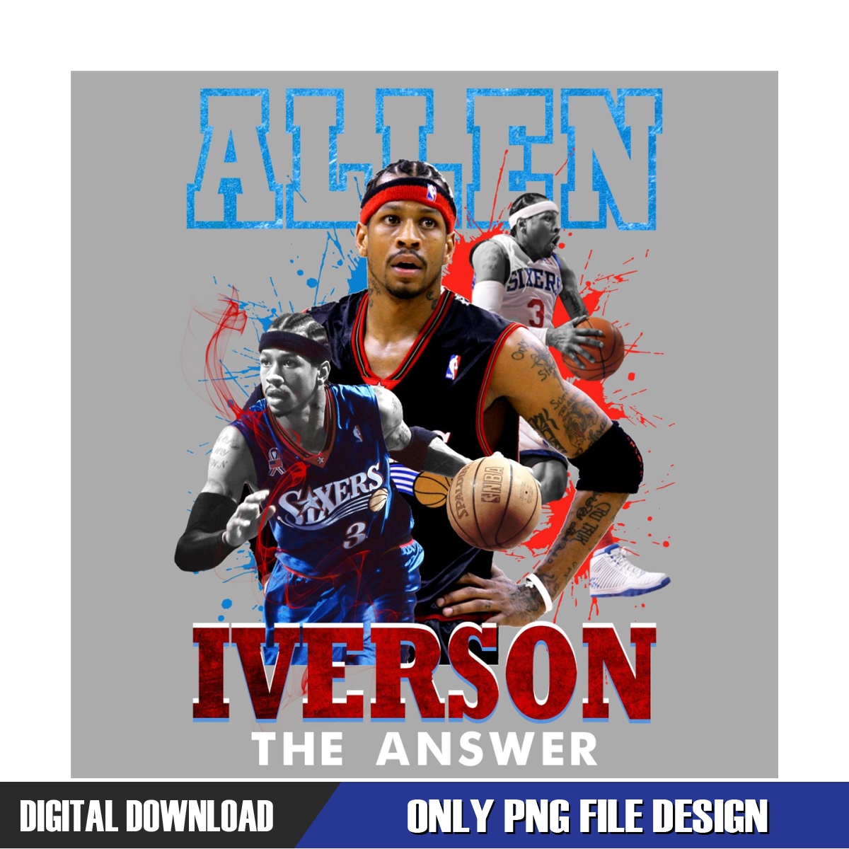 Allen Iverson The Answer NBA Basketball PNG Digital Download - Inspire ...