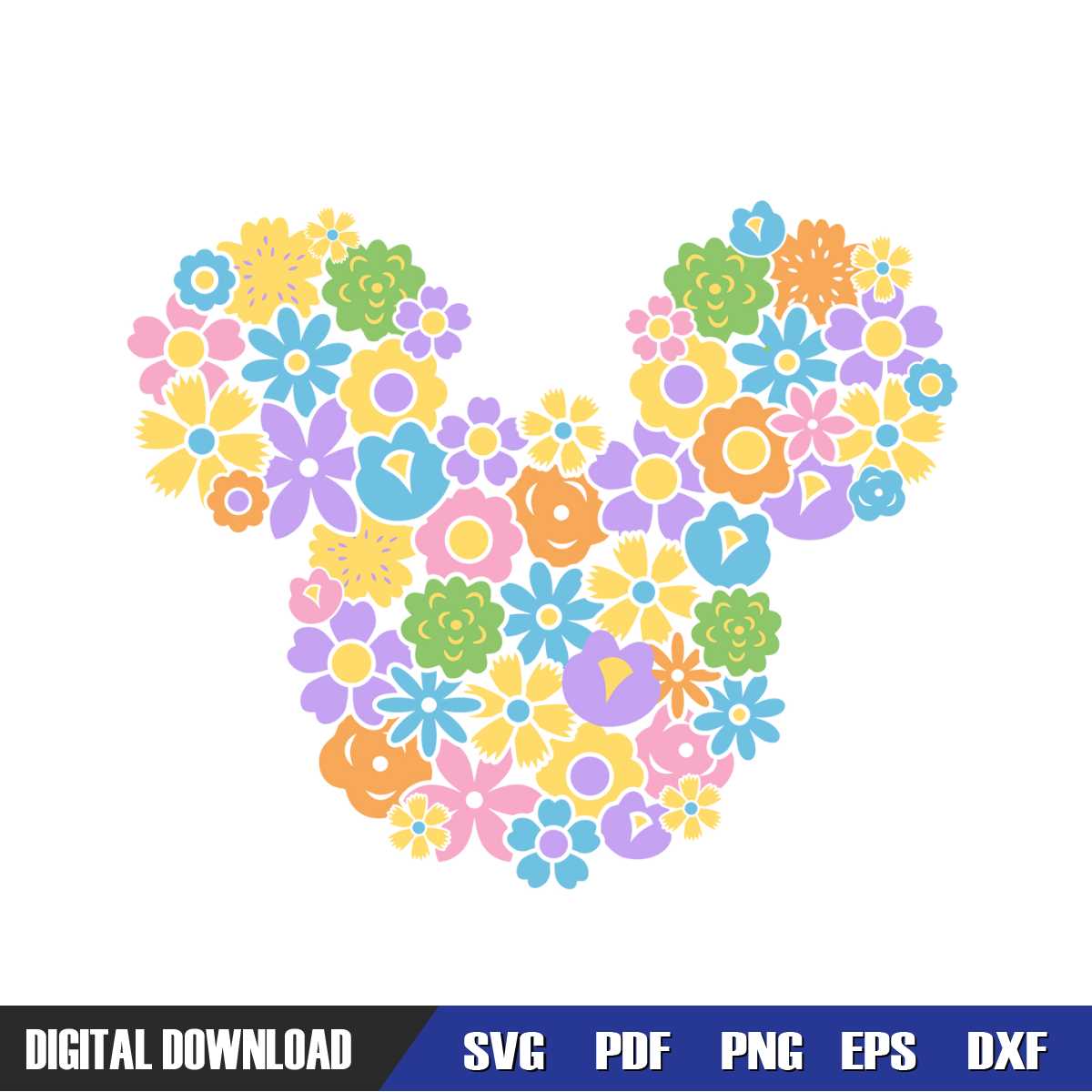 Love Mickey Mouse Floral Svg | Inspire Uplift
