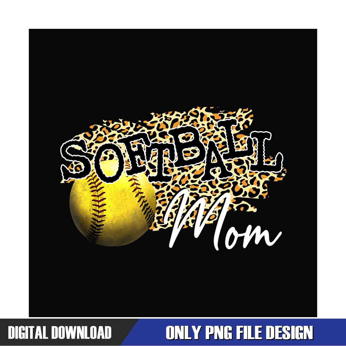 Softball Mom Leopard Print Clipart PNG - Inspire Uplift