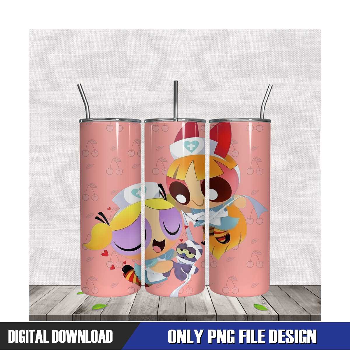 Power Puff Girls Nurse Cartoon Tumbler Design PNG - Inspire Uplift