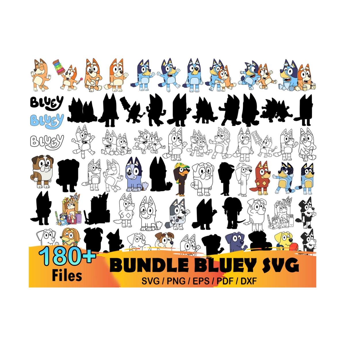 180 Bluey Bundle Svg, Cartoon Svg, Bluey Svg, Bluey Dad Svg | Inspire ...