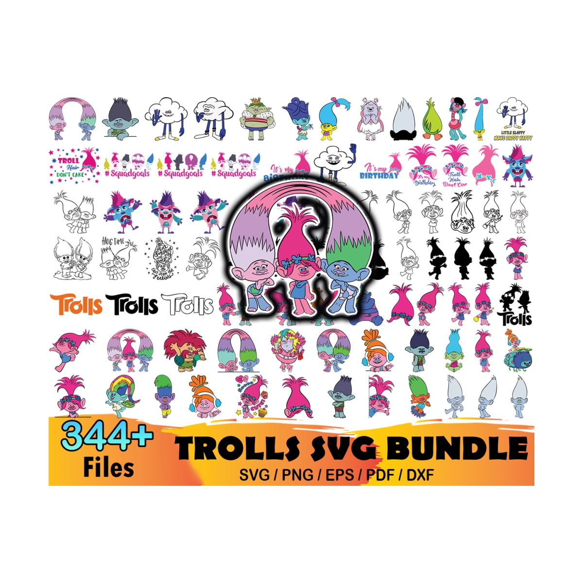 334 Trolls Svg Bundle, Poppy Queen Svg, Trolls Svg, Trolls W | Inspire ...
