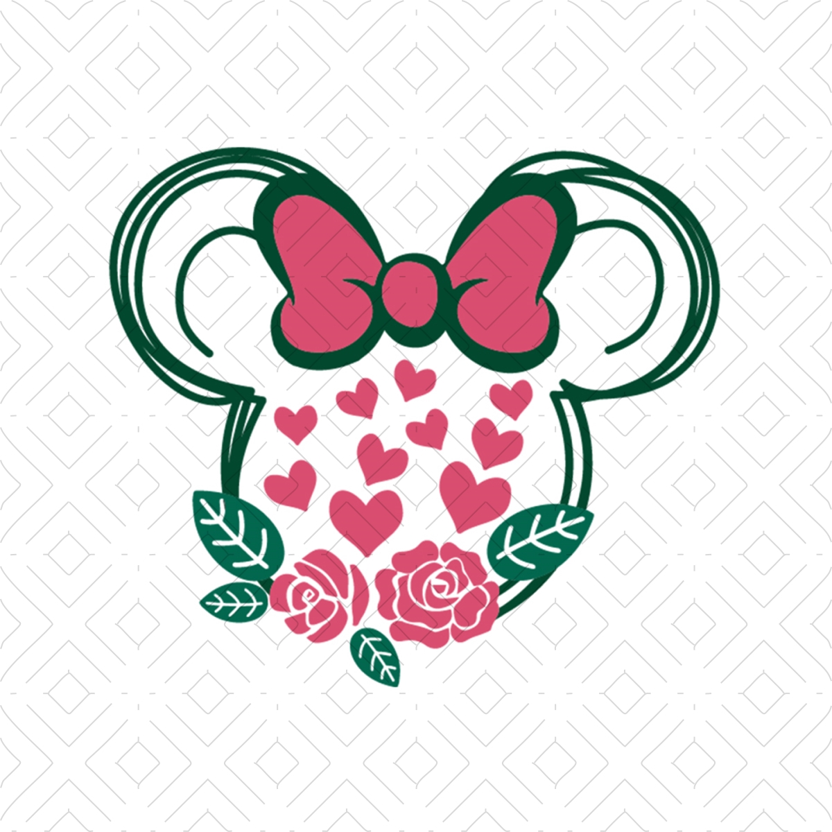 FLoral Heart Minnie Head Svg, Disney Svg, Minnie Svg, Minnie | Inspire ...