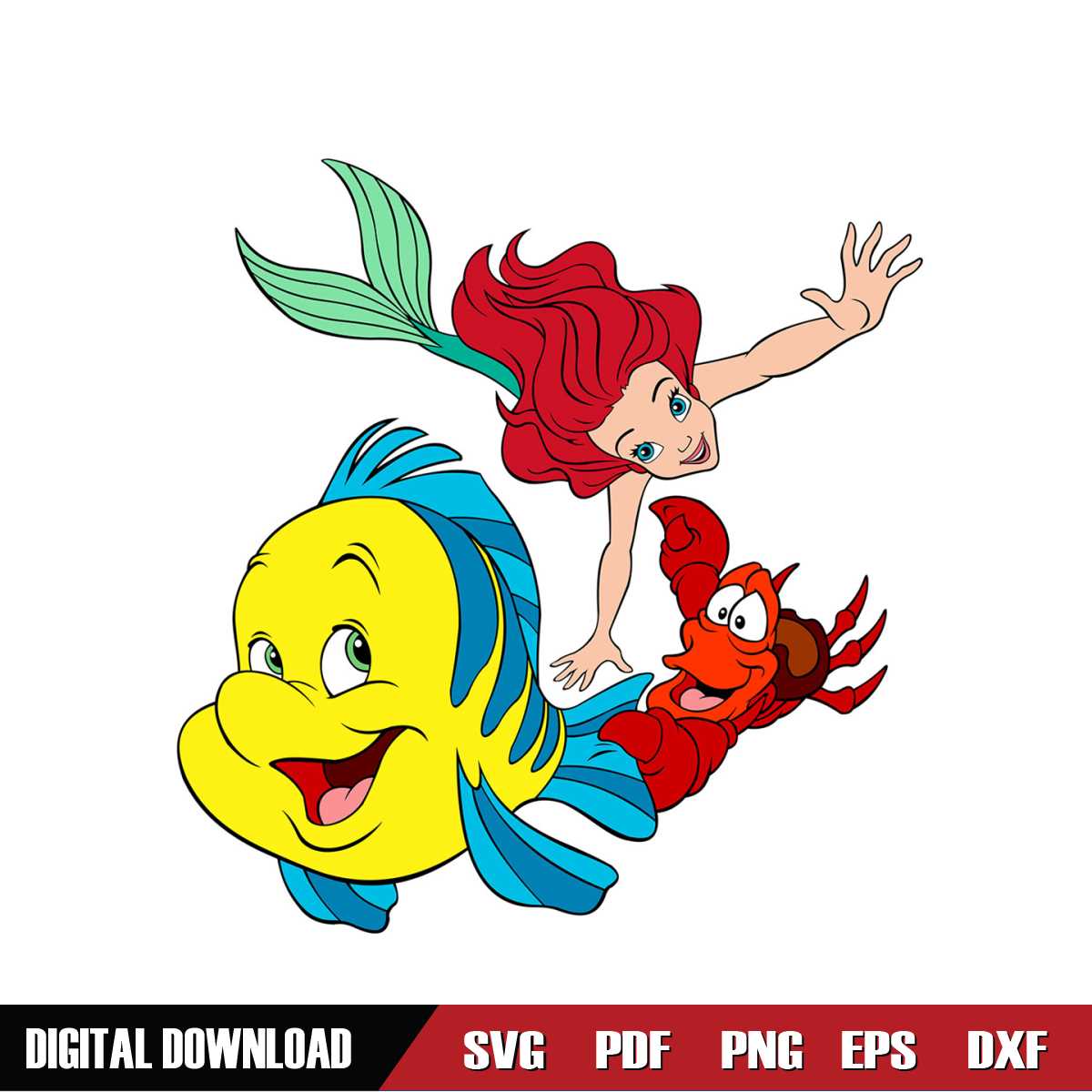 Ariel and Friends Flounder Sebastian The Little Mermaid SVG | Inspire ...