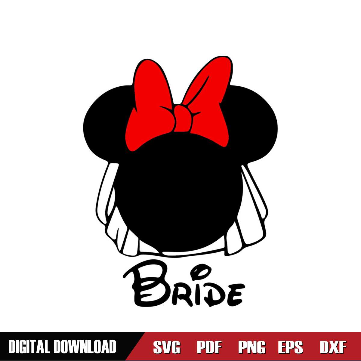 Bride Minnie Mouse Red Bow Disney Wedding SVG | Inspire Uplift