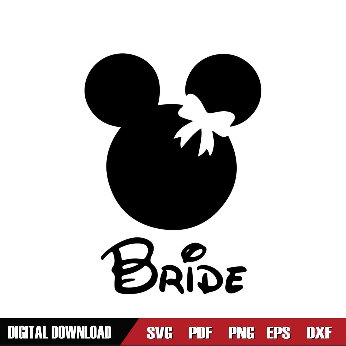 Disney Bride Minnie Mouse Head Wedding Silhouette SVG | Inspire Uplift