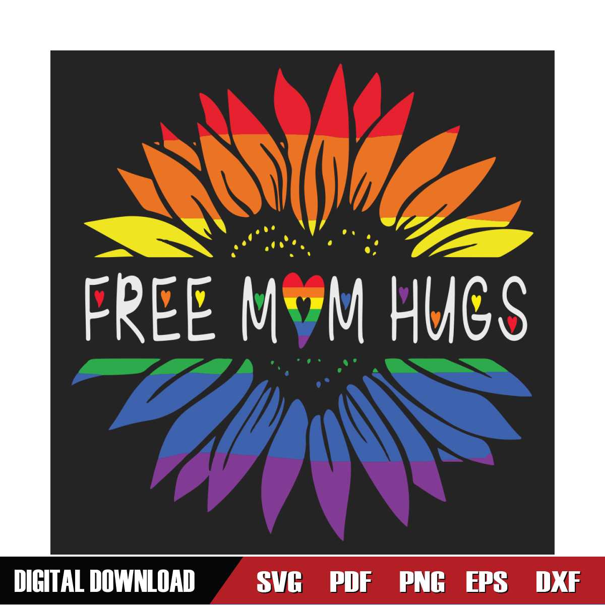 Free Mom Hugs Gay Pride Daisy Rainbow Flower Hippie Svg, Lgb | Inspire ...