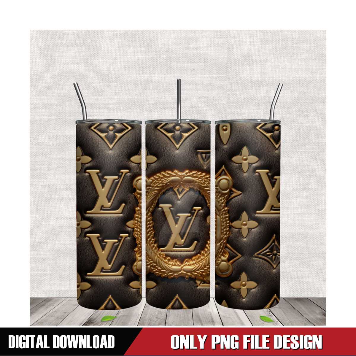 3D Puff Louis Vuitton Logo Idea Tumbler Wrap PNG - Inspire Uplift