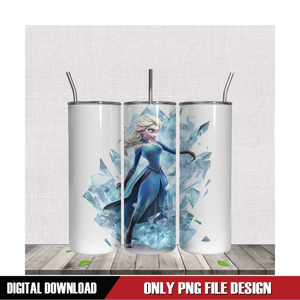 3D Disney Frozen Elsa Princess 20oz Tumbler Wrap PNG | Inspire Uplift
